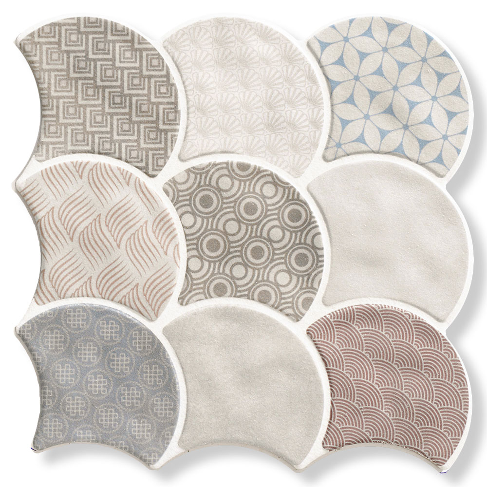 Vægflise Scale Beige Mønstret Mat 31x31 cm | Hill Ceramic®