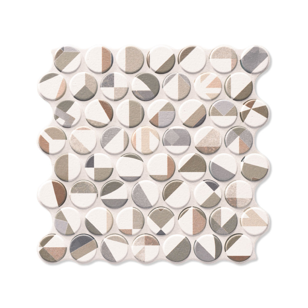 Mosaik Klinker Circle Collage Flerfarvet Mat 31x31 cm | Hill Ceramic®