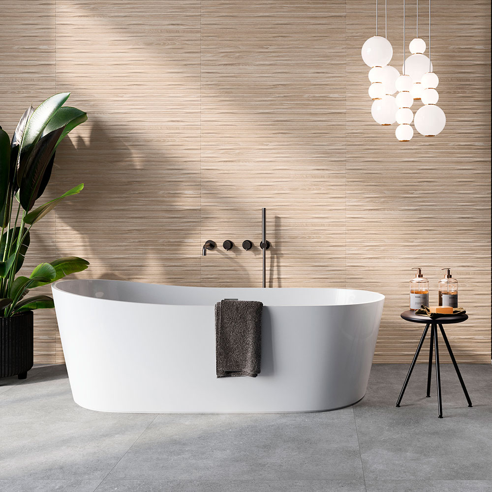 Vægflise Earthstone Beige Relief 30x90 cm | Hill Ceramic®