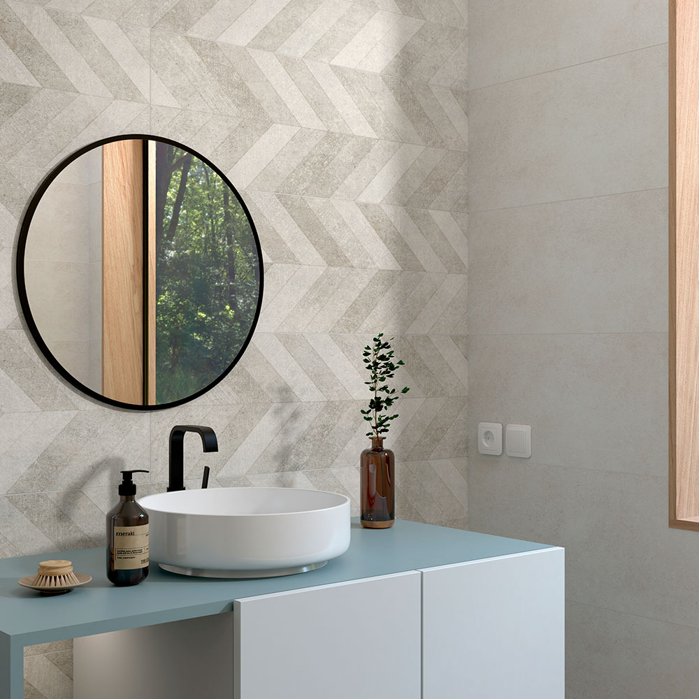 Vægflise Earthstone Beige Mix Relief 30x90 cm | Hill Ceramic®