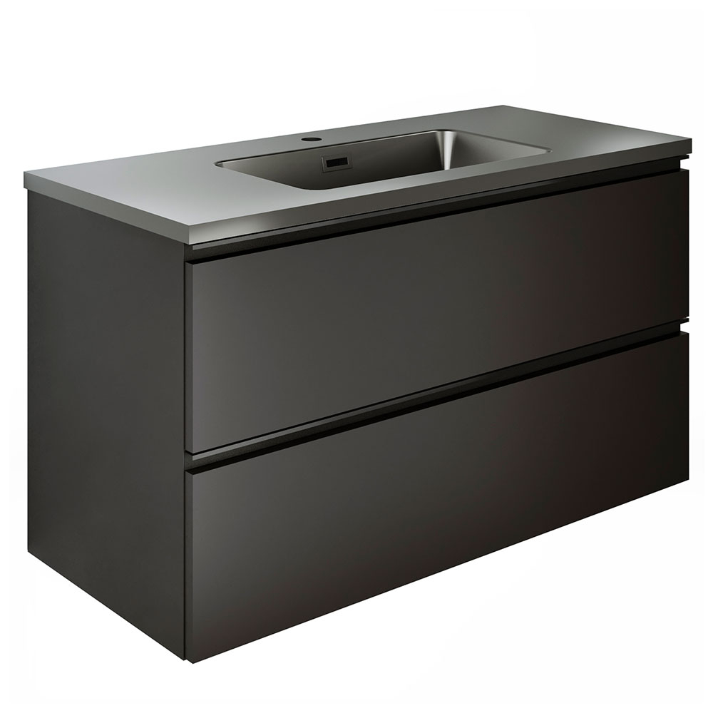 Underskab Luna Sort Mat 100 cm med Vask Sort Mat | Hill Ceramic®