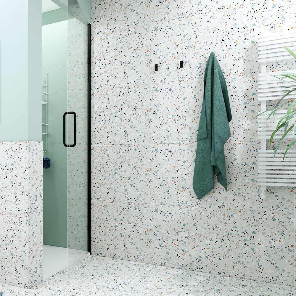Klinker Terrazzo Colorful Hvid Mat 60x60 cm | Hill Ceramic®
