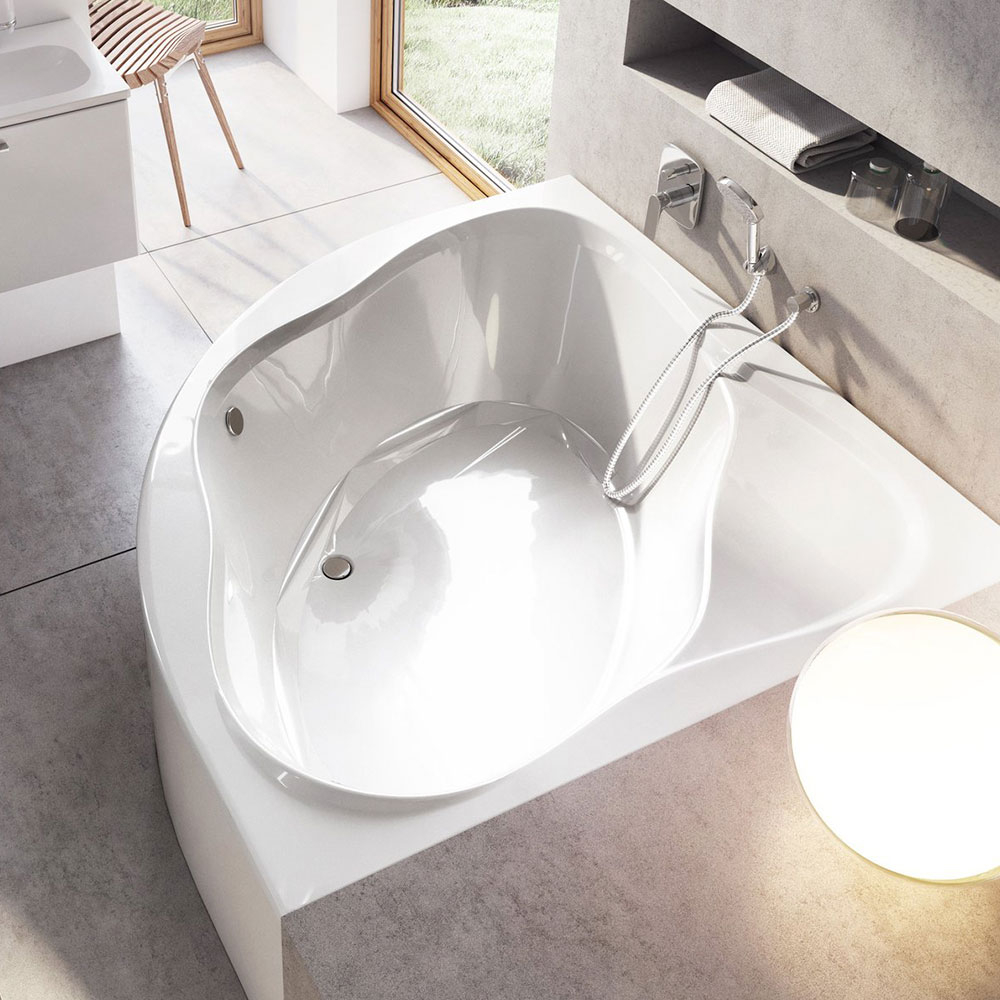 Ravak Badekar New Day Hvid 140x140 cm med Badekarben og Badevandløb med ...