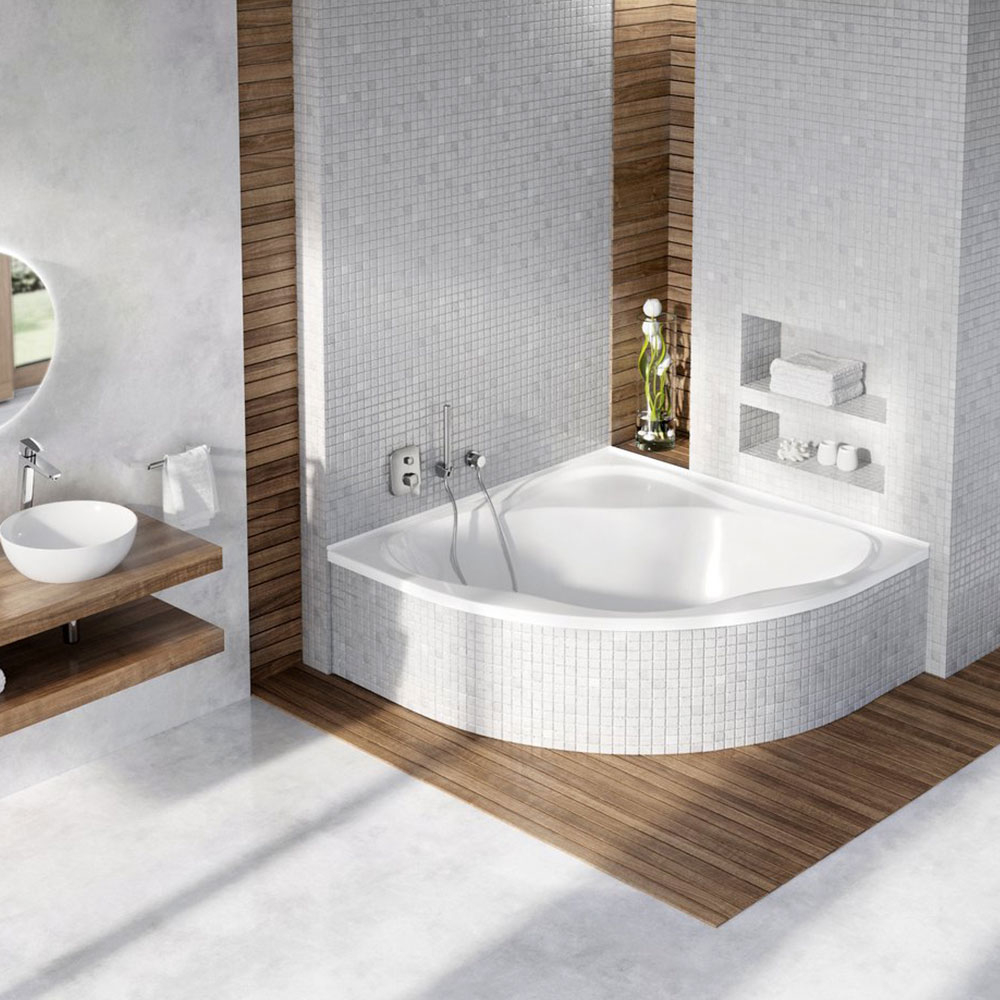 Ravak Badekar New Day Hvid 150x150 cm med Badekarben og Badevandløb med ...