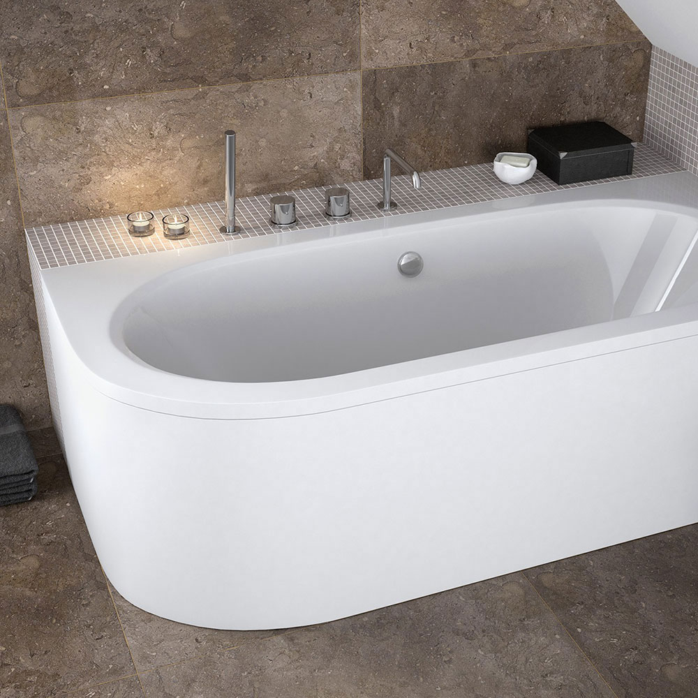 Badekar Solhaga Hvid Glat Højre 160 cm (Uden Panel & Afløb)