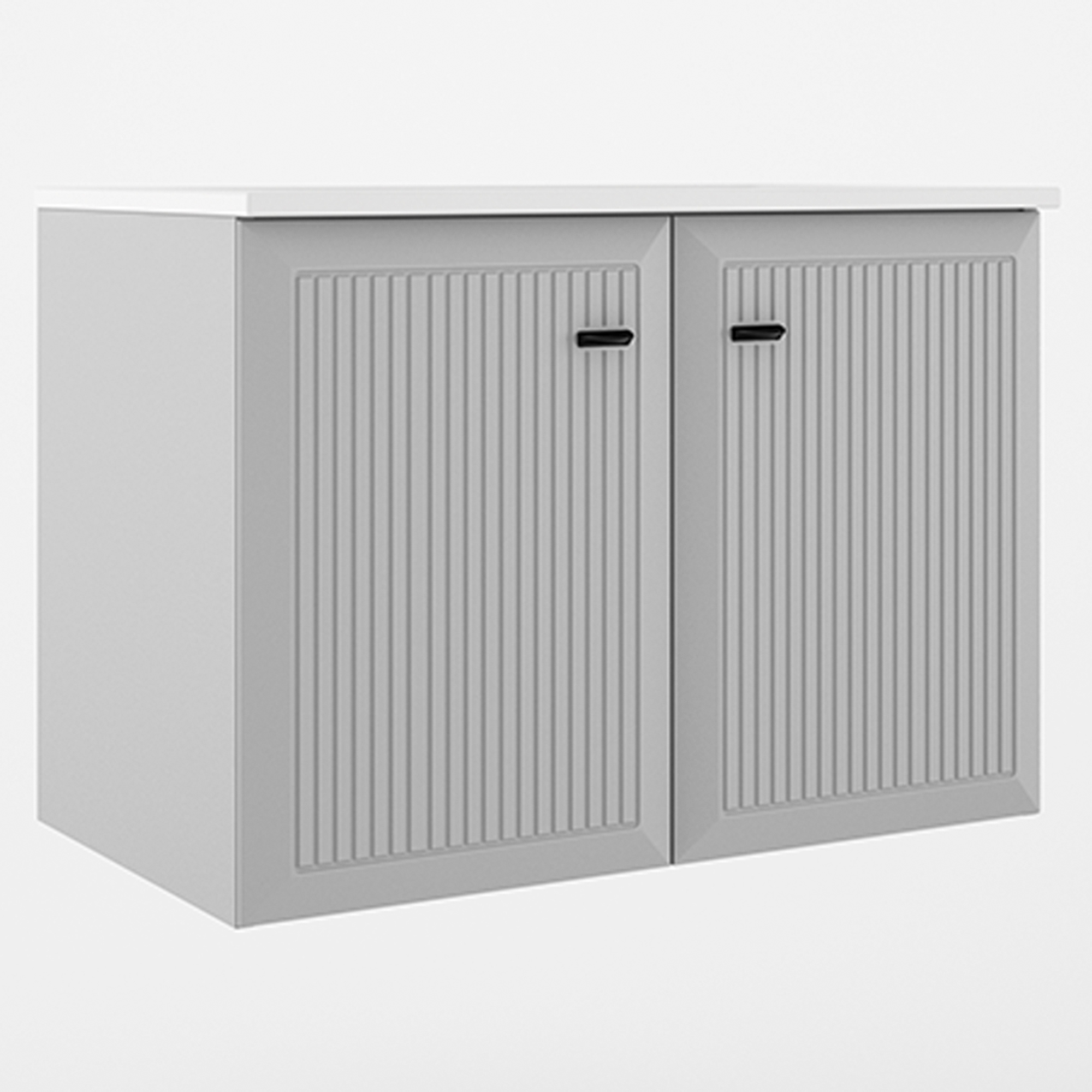 Håndvaskskab Tandem Lysegrå-Stribet Mat 80 cm med To Døre med Vask Hvid ...