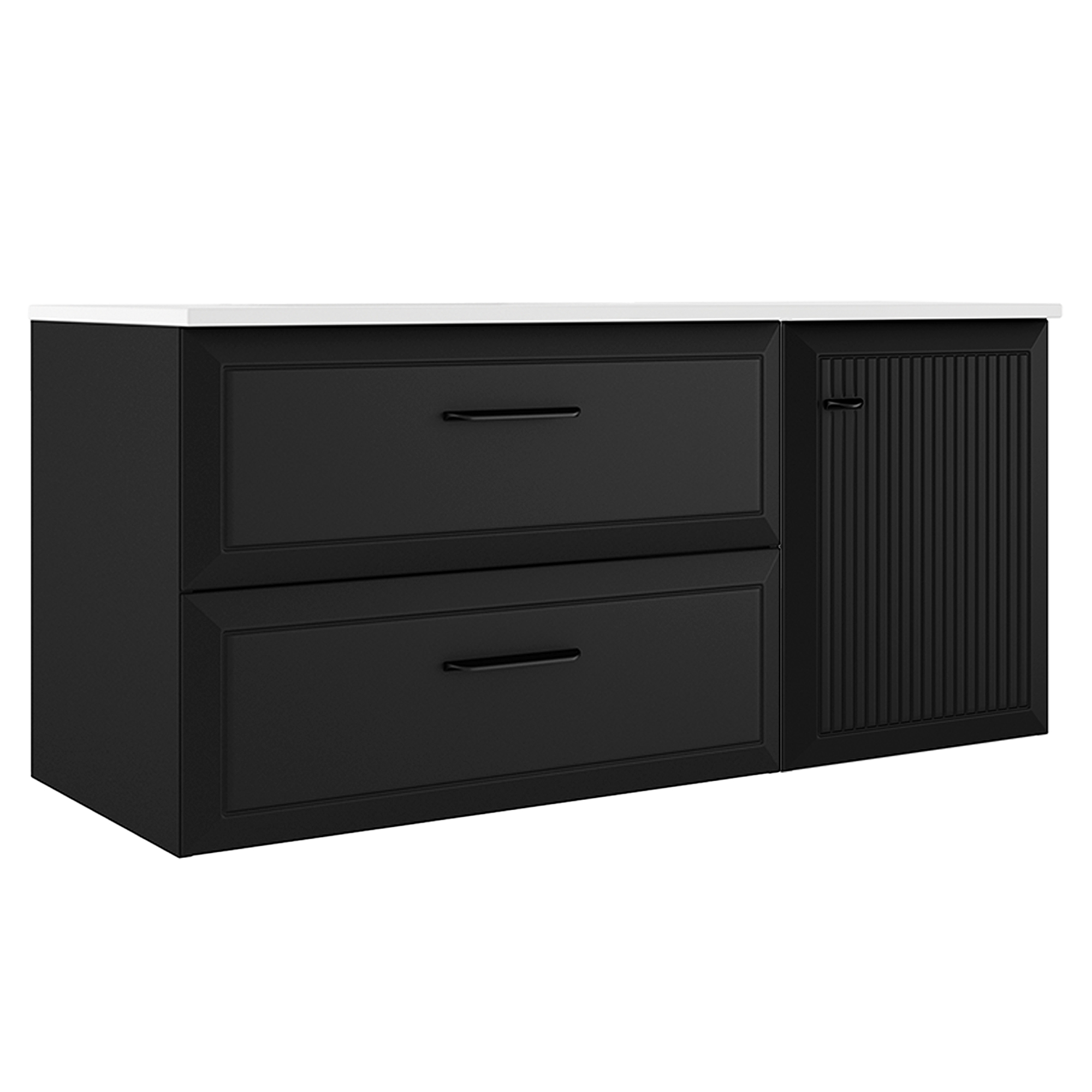 Håndvaskskab Tandem Sort Mat 80+40 cm med Vask Hvid Blank