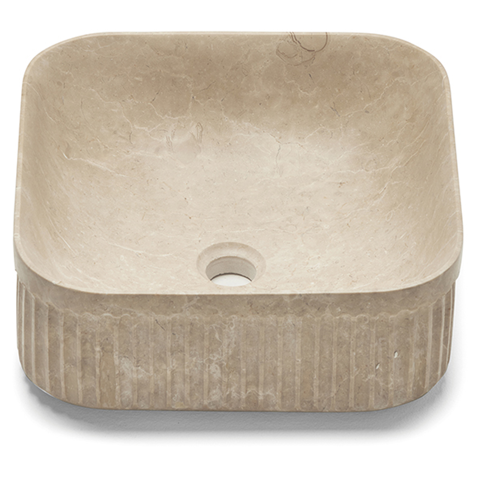 Bathco Håndvask Stone Striae Firkantet Beige 39x39 cm | Hill Ceramic®