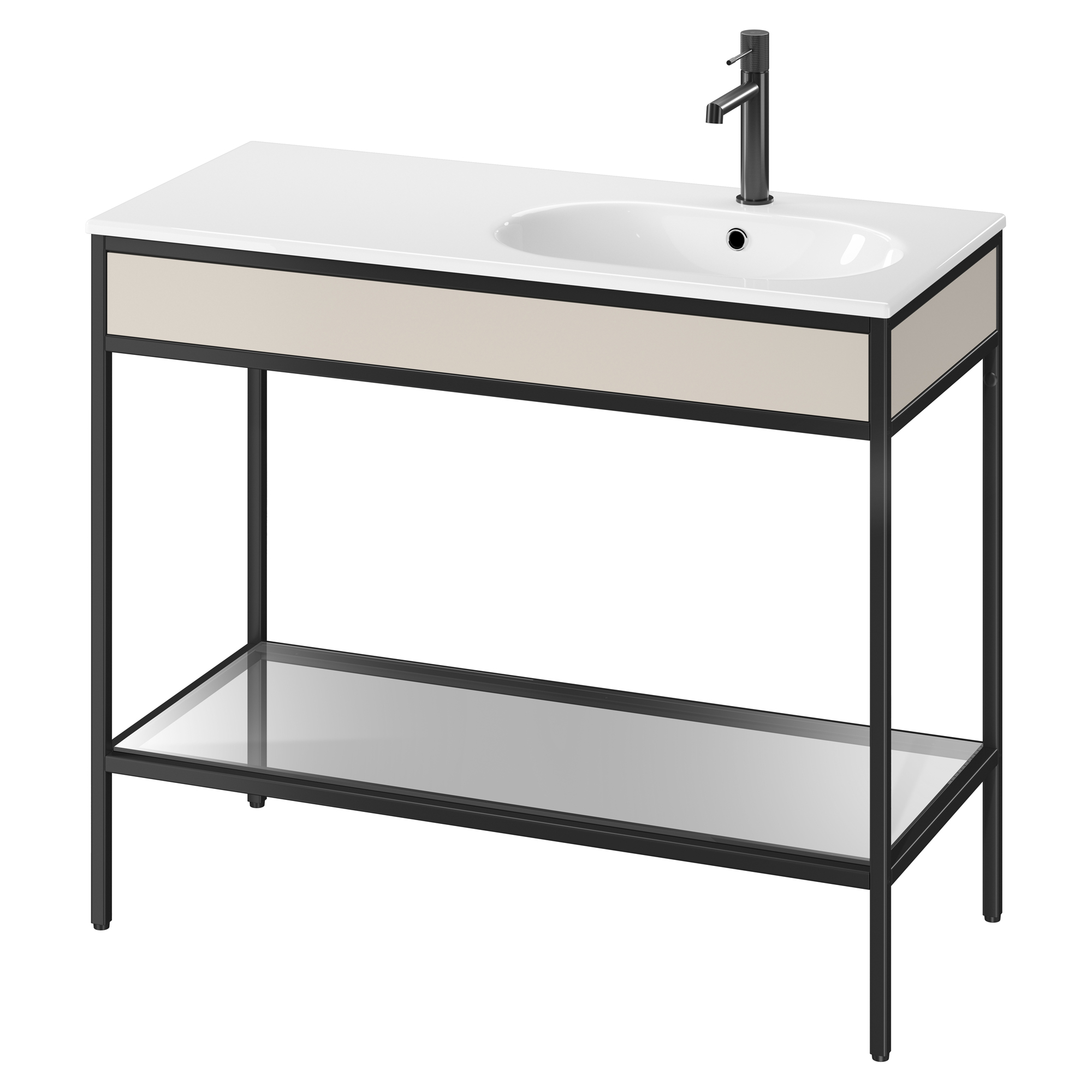 Underskab Balans 100 cm med Glashylde & Beige Panel | Hill Ceramic®