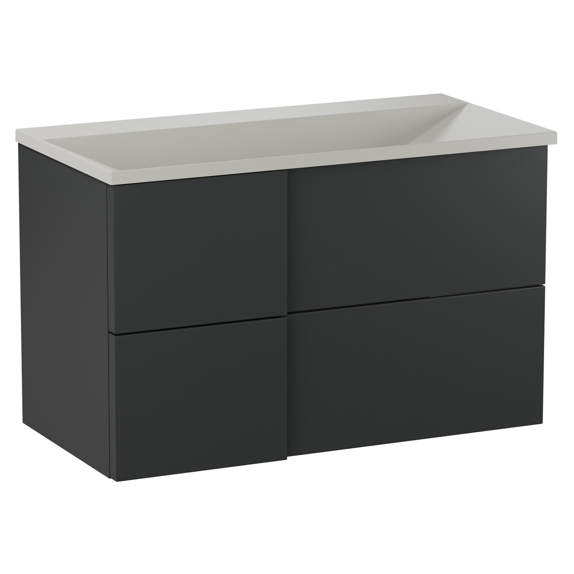 Underskab Esquina Sort Mat 90 cm med Vask Lysegrå Mat | Hill Ceramic®