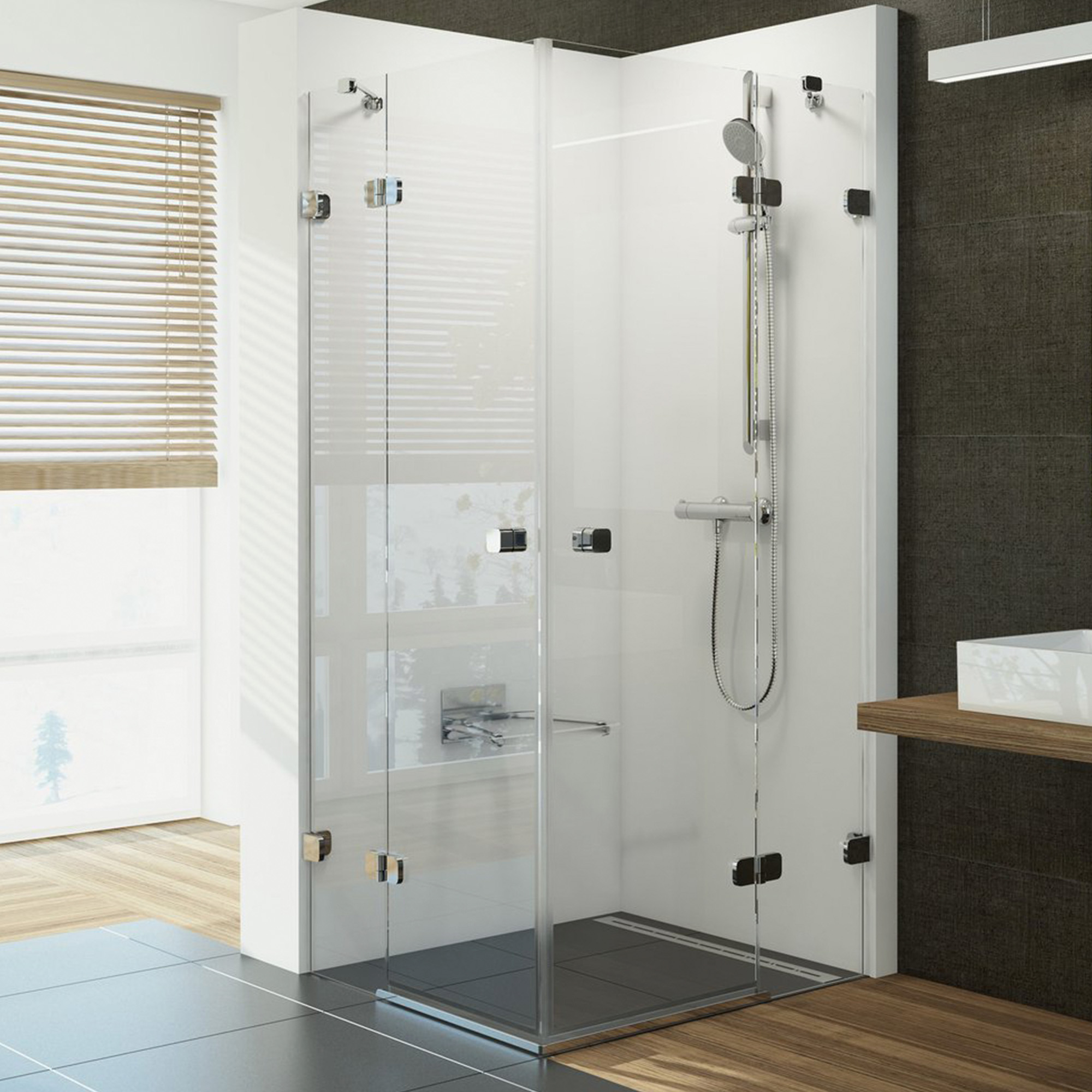 Ravak Brusehjørne Brilliant 80x80 cm Krom Blank | Hill Ceramic®