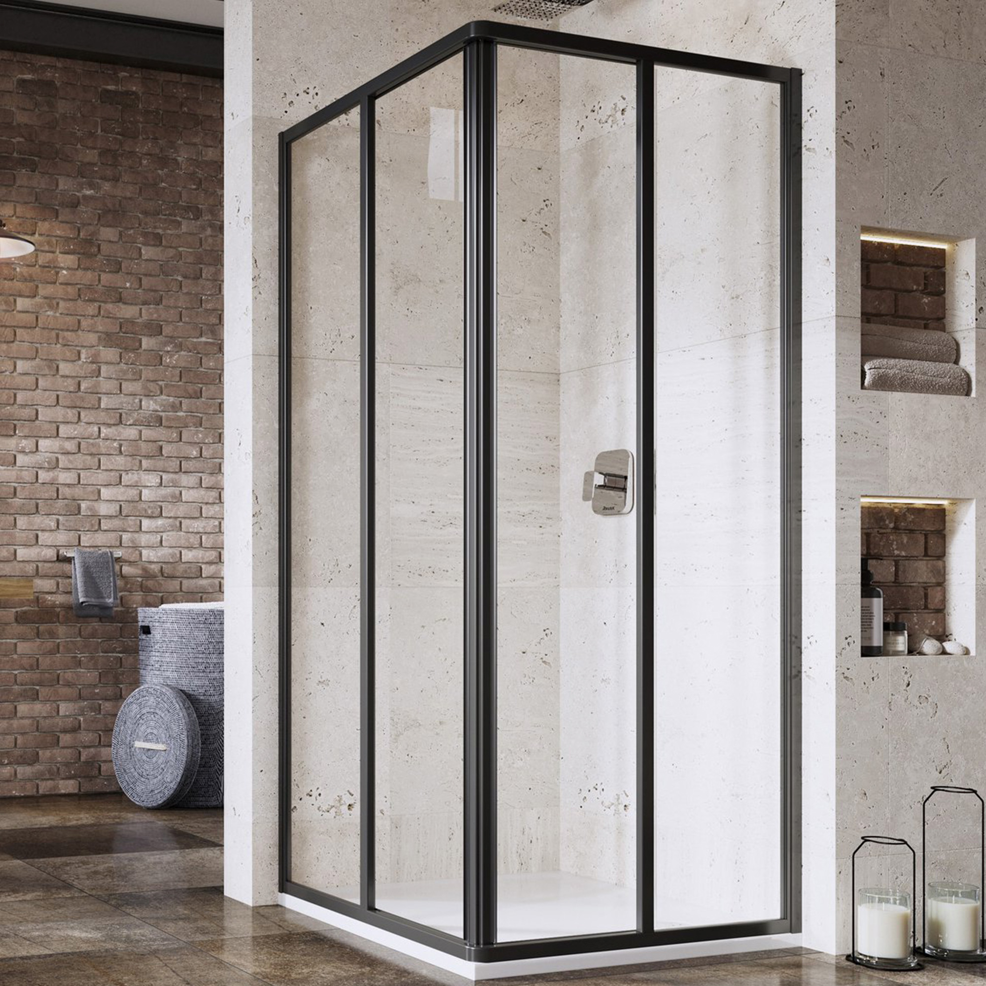 Ravak Brusehjørne Supernova 90x90 cm Firkantet Sort Mat