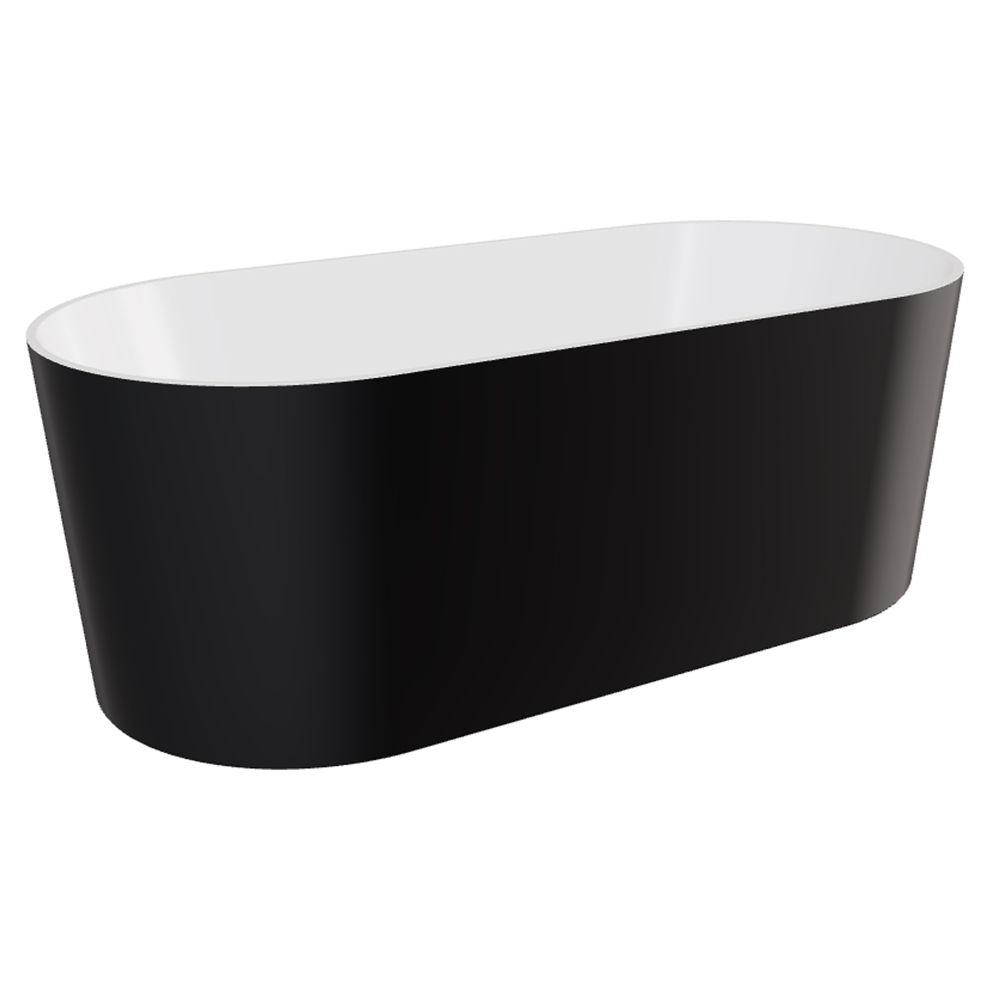 Badekar Linna Sort Mat 160 cm med Guld Pop-up Bundventil