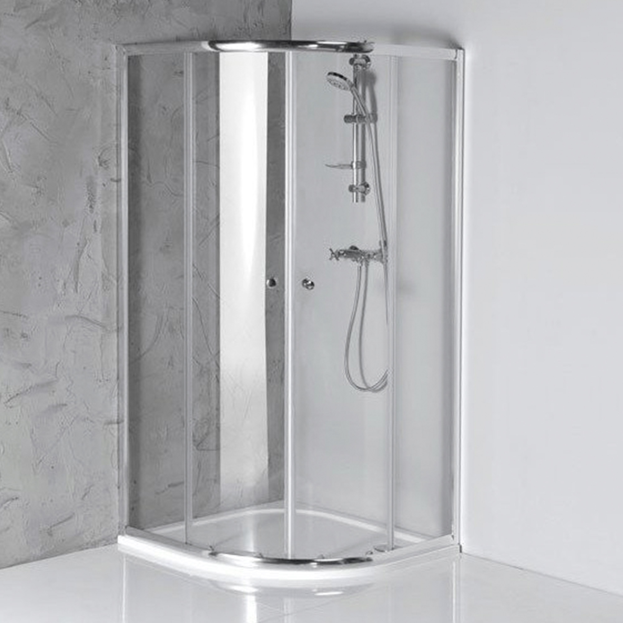 Brusehjørne Fioris Rund 80x80 cm Krom Blank | Hill Ceramic®