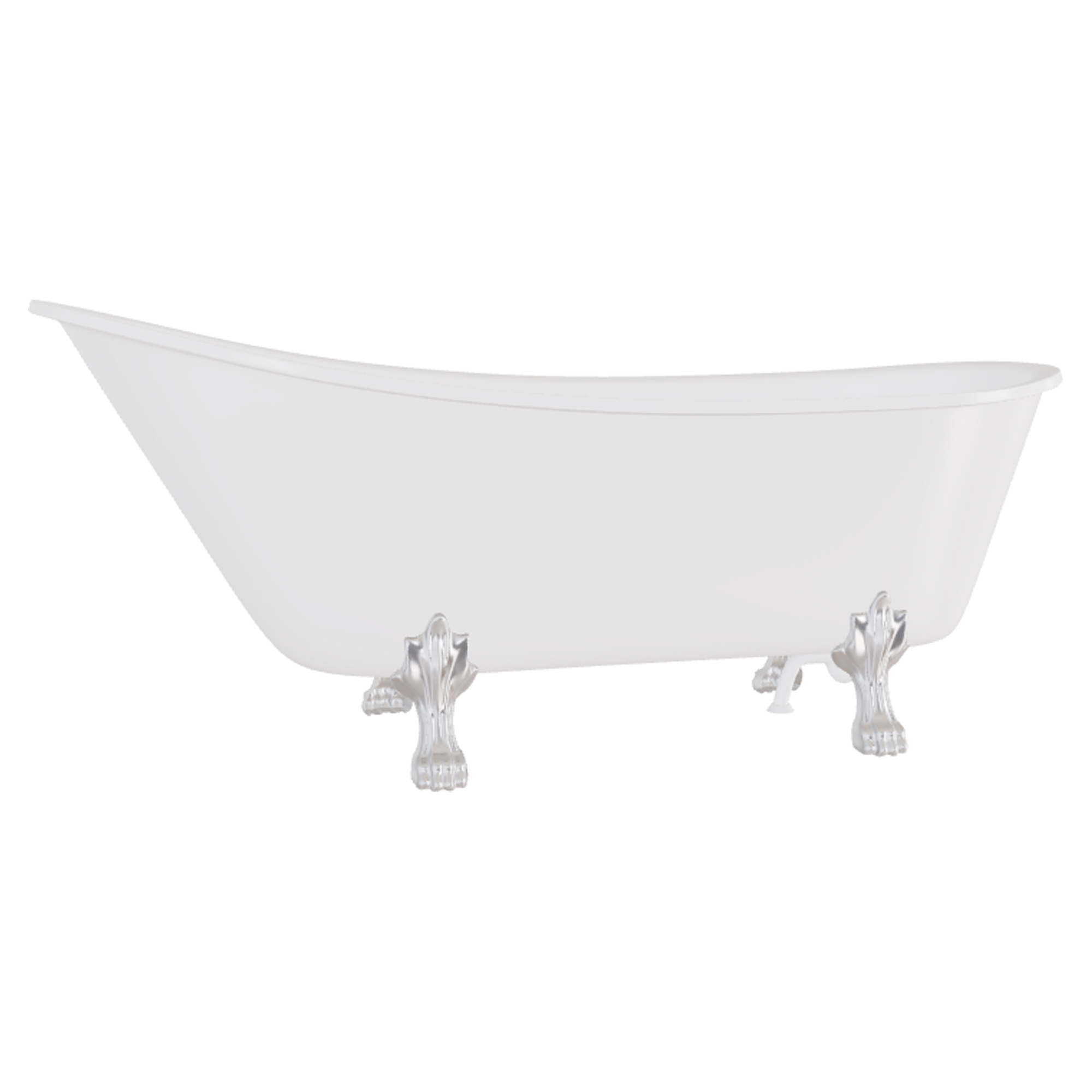 Badekar Royal Elegance Hvid Blank 160 cm med Krom Lejonfødder & Badeafløb