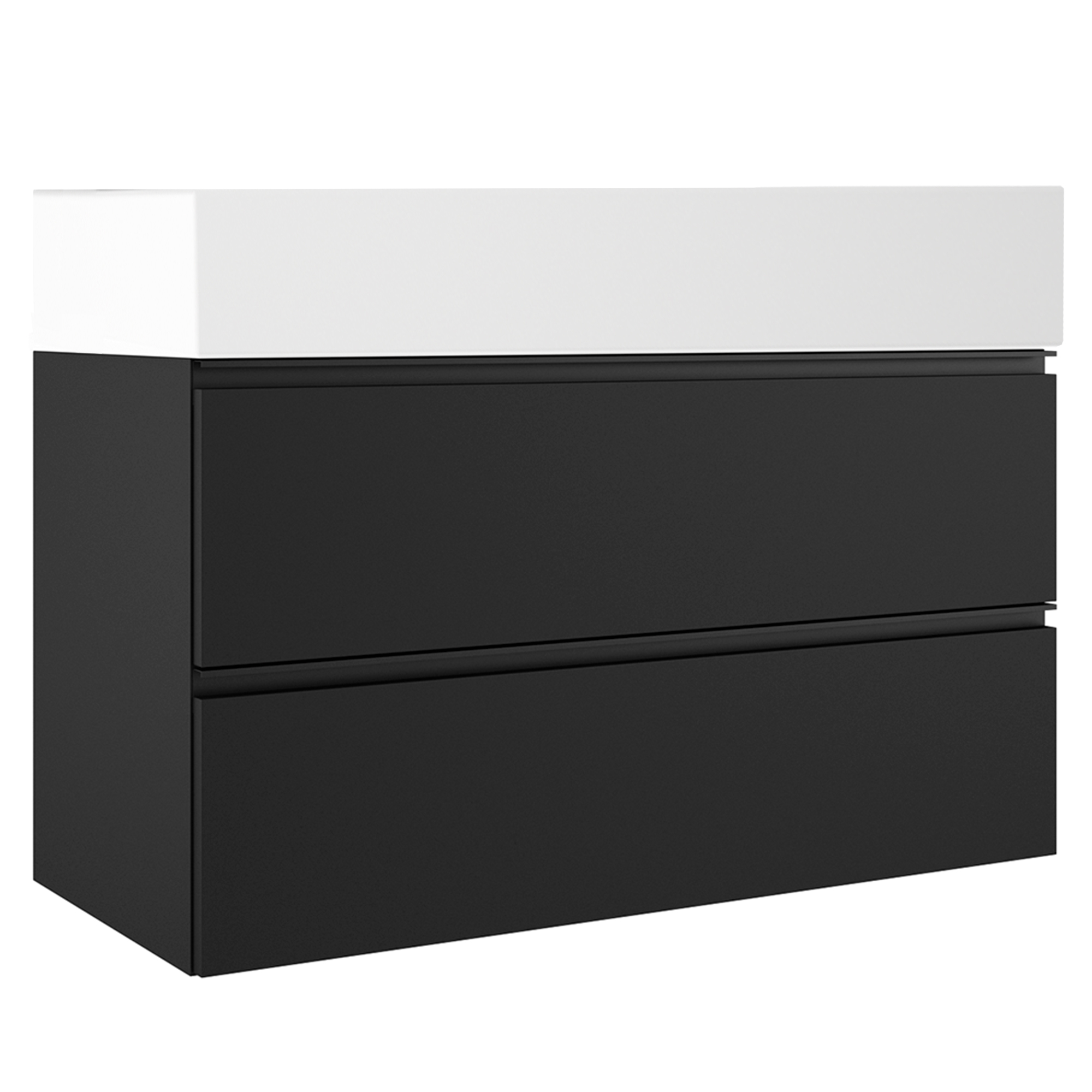 Underskab Luna Sort Mat 100 cm med Butler Vask Hvid Blank