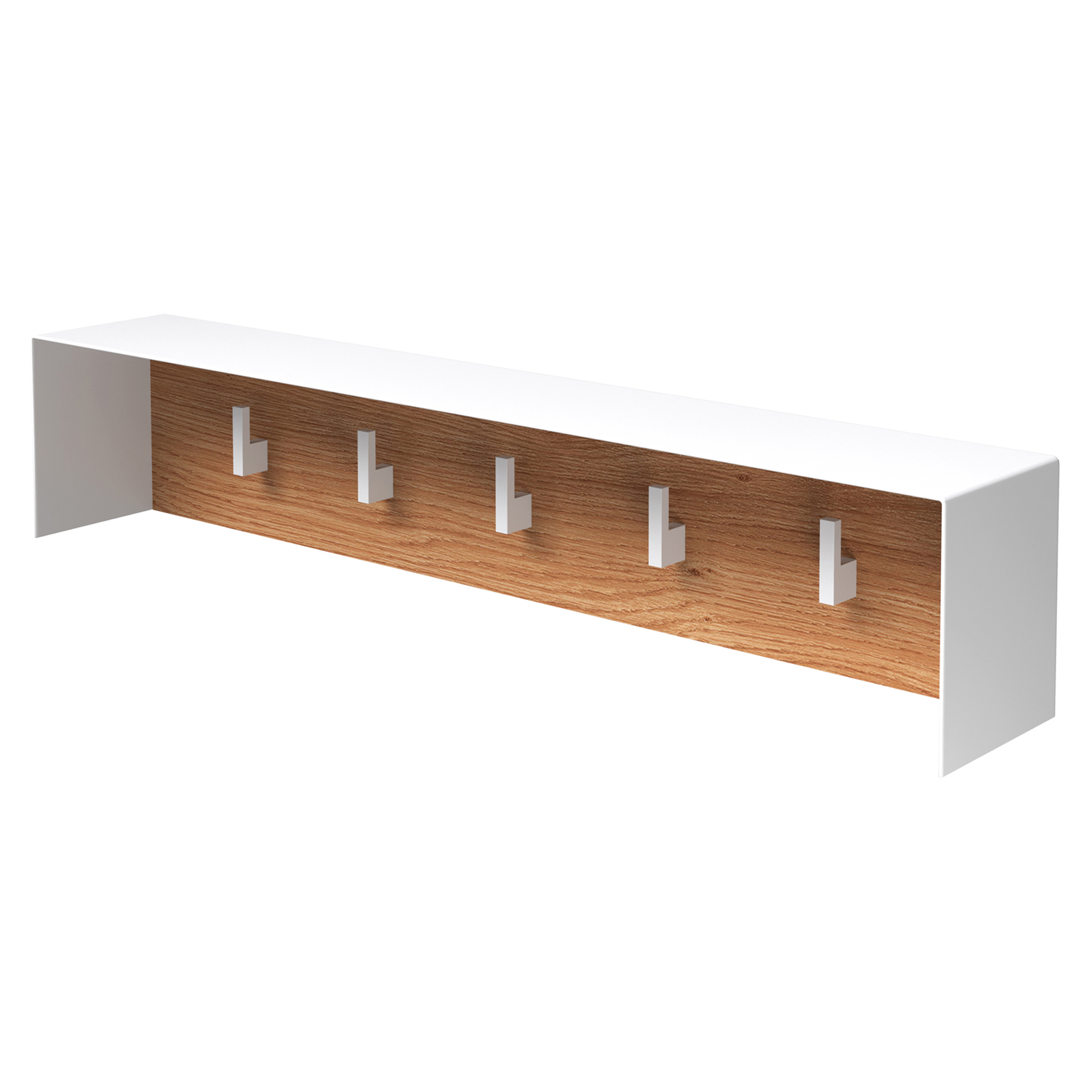 Bøjler Norrvi 60 cm 5 Kroge Hvid & Træ Lys Eg Mat | Hill Ceramic®