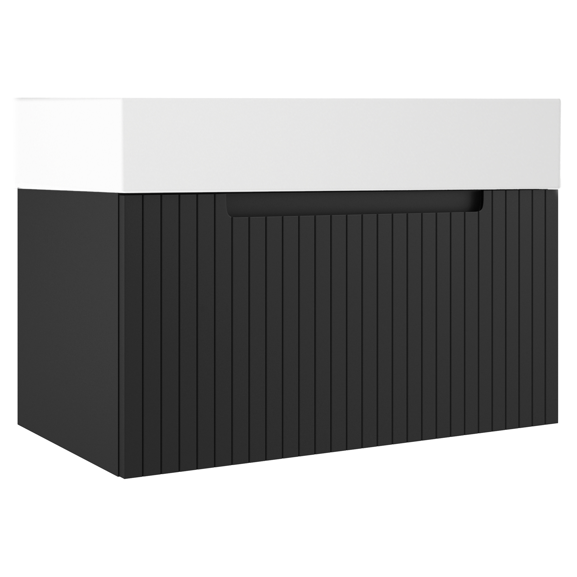 Håndvaskskab Ribb Sort Mat 80 cm med Butler Vask Hvid Blank