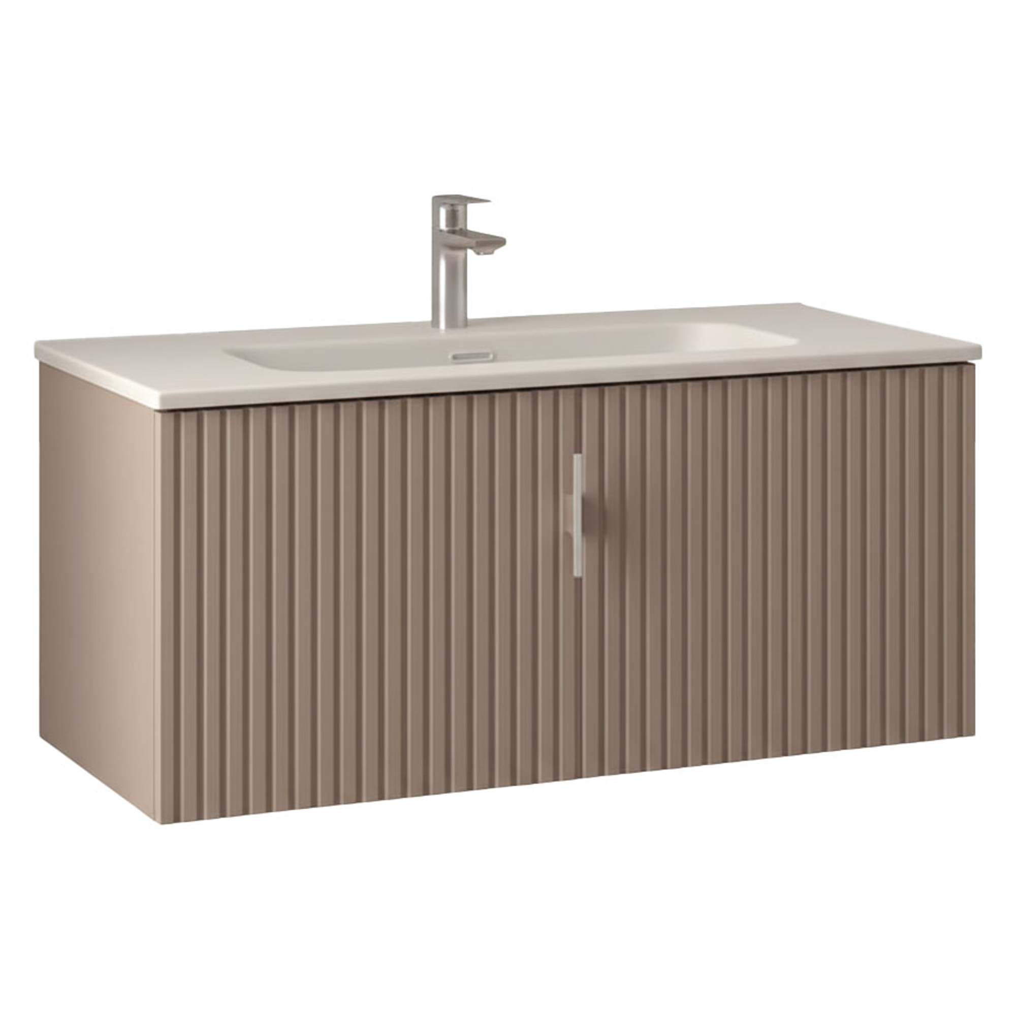 Underskab Runa Beige Mat 90 cm med Vask Hvid Mat | Hill Ceramic®