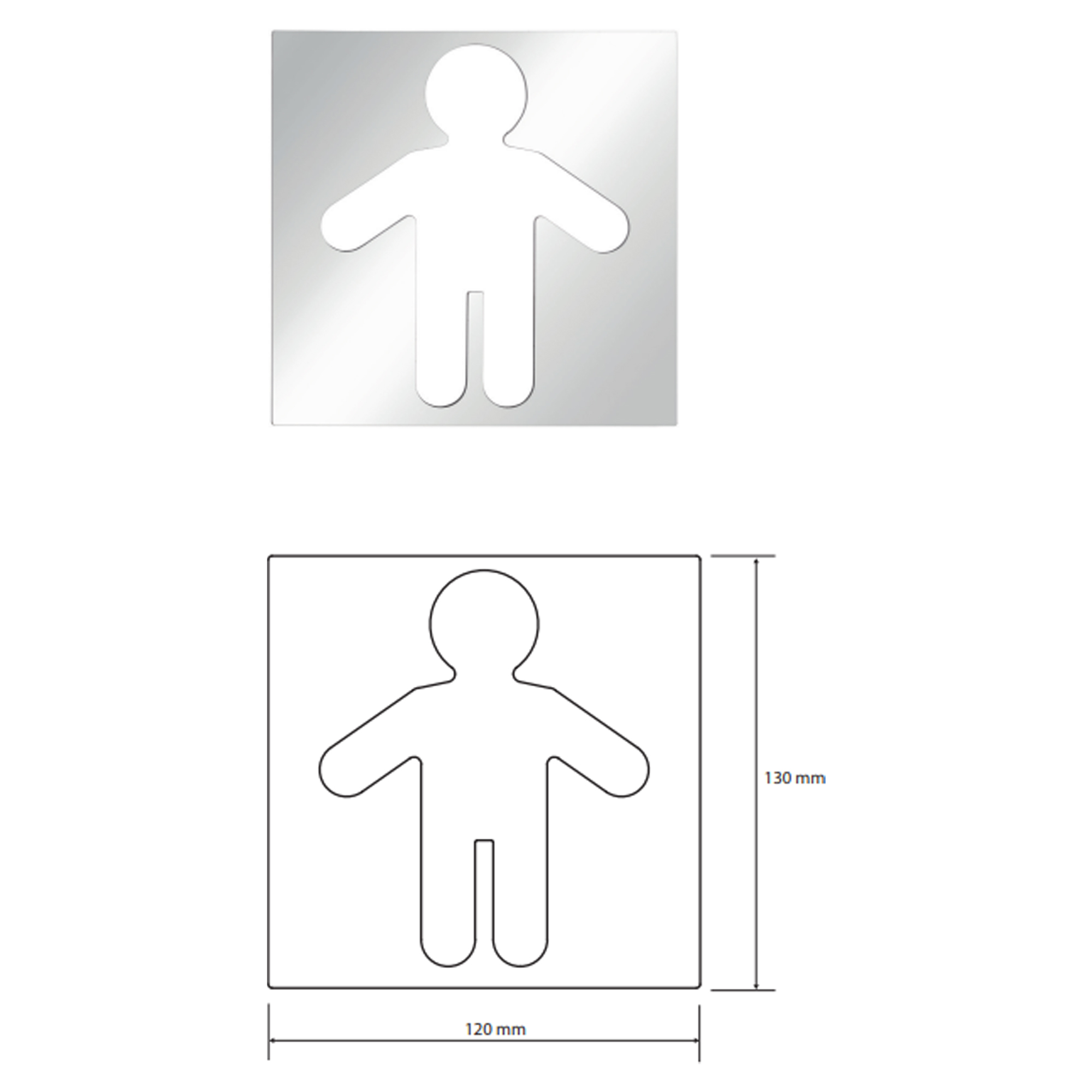 Herretoilet Piktogram 12x12 cm Krom Blank | Hill Ceramic®