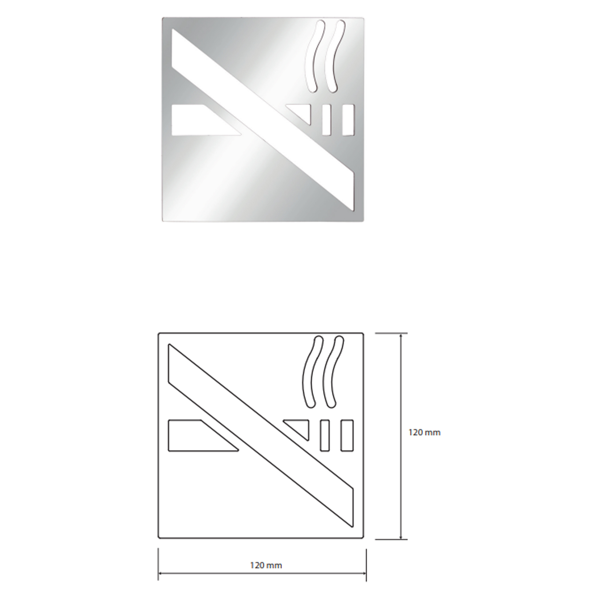 Rygning Forbudt Piktogram 12x12 cm Krom Mat | Hill Ceramic®