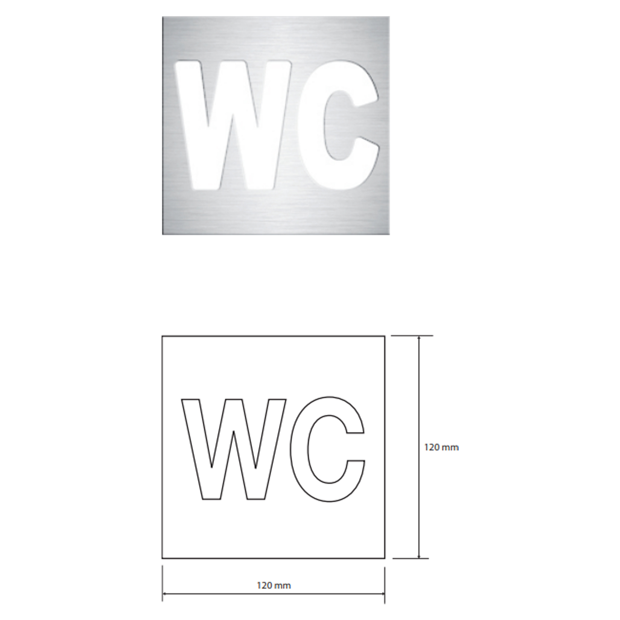 WC Piktogram 12x12 cm Krom Mat | Hill Ceramic®