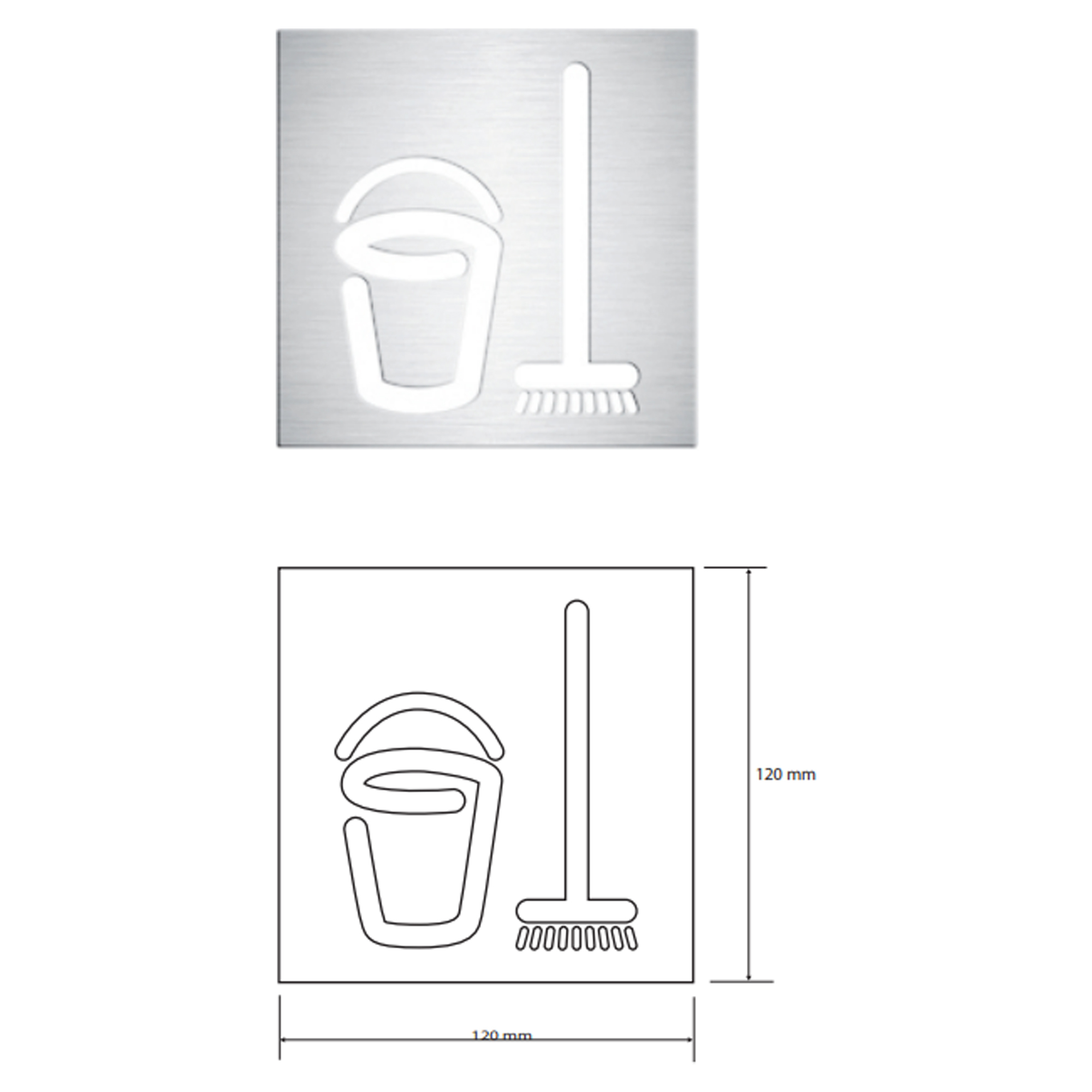 Rengøringsrum Piktogram 12x12 cm Krom Blank | Hill Ceramic®