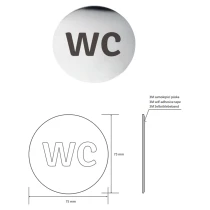 WC Piktogram 8x8 cm Krom Blank Rund | Hill Ceramic®