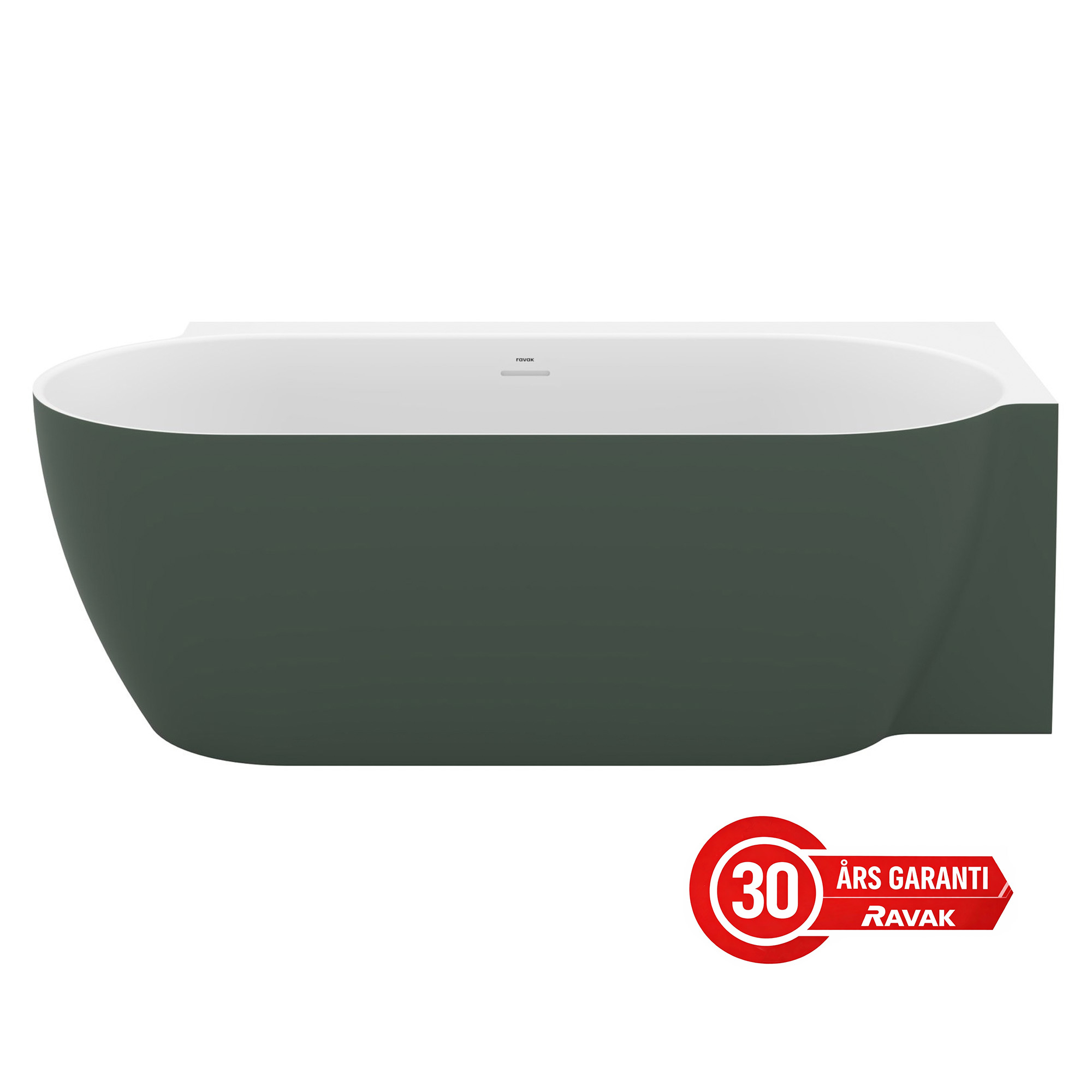 Ravak Hjørnebadekar Freedom Grøn Mat 170x86 cm Højre | Hill Ceramic®