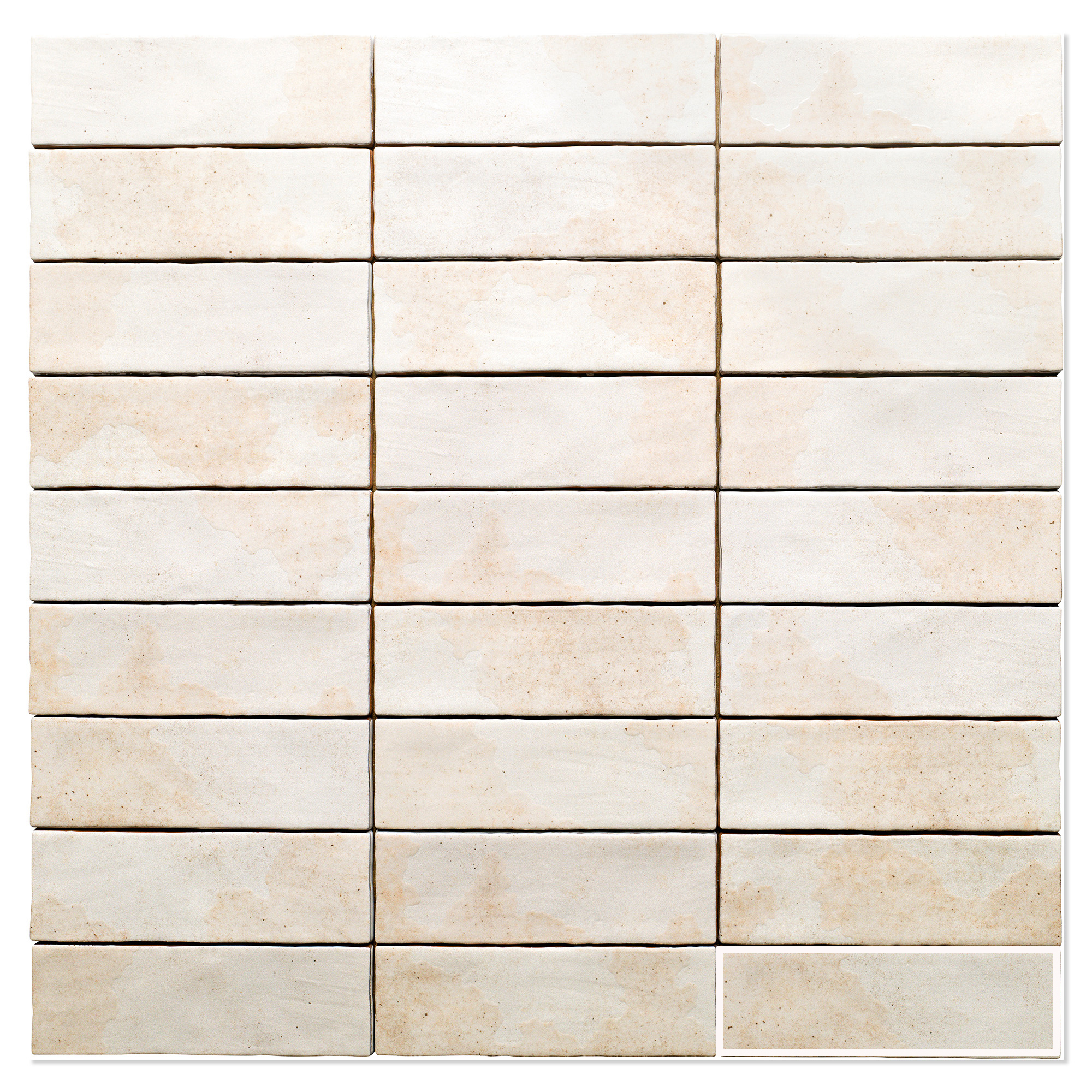 Mainzu Vægflise Korfu Elfenben Mat-Blank 7x20 cm | Hill Ceramic®